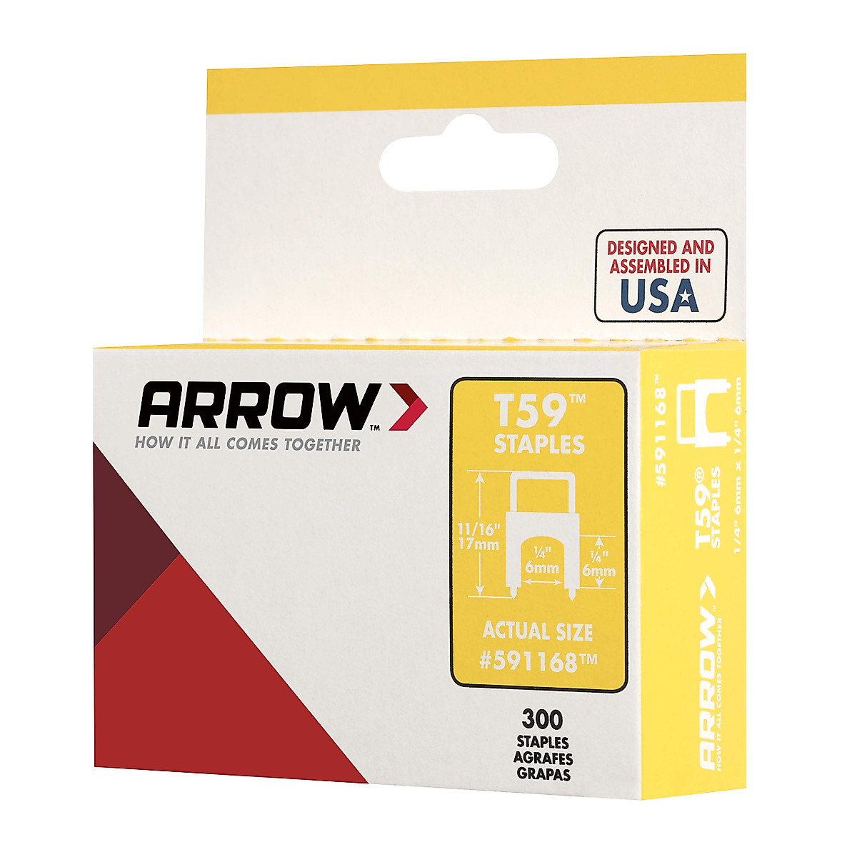 Arrow 591168 Genuine T59 Steel 1/4-Inch by 5/16-Inch Insulated Staples for Cable and Wiring, Clear, 300 Count
