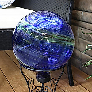 Sunnydaze 10-Inch Glass Outdoor Gazing Globe - Reflective Ball Yard Ornament for Patio or Lawn - Northern Lights