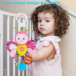 COLVWOFA Baby Hanging Rattles Toys for 0-18 Months with Teether, Clip on Toy for Stroller, Car Seat or Activity Gym, Newborn Toys Soft Cartoon Animal Gift Ideas