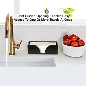 Countertop Multifold Paper Towel Dispenser - Black Bamboo Wood Folded Paper Towel Holder - For Single Fold, Trifold, C Fold & Z Fold Hand Napkins Folded Size 9.7" x 3.7" Or Smaller