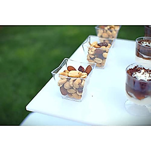 Exquisite Mini Dessert Cups With Spoons 196 PCS I Serves 96 I 2 Oz Disposable Mini Angled Square Plastic Cups For Mini Dessert I Small Dessert Cups with Spoons I Clear Dessert Cups With Spoons