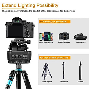 Soonpho M4 Motorized Rotating Panoramic Tripod Head, Remote Control Pan Tilt Head with Remote Control and Mobile Phone Clip for DSLR Cameras, Camcorders, Smartphones, Tripod