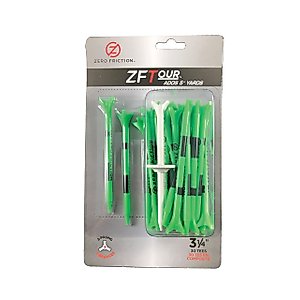 Zero Friction Tour 3-Prong Golf Tees (3-1/4 Inch, Citrus Green, Pack of 30)