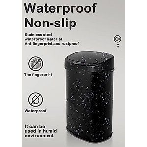 YIQIEDEY Automatic Trash Can Touchless Stainless Steel Trash Can 13 Gallons Large Size Mute Kitchen Trash Can with Odor Control System Suitable for Kitchen, Bathroom, Room, Office (Black)