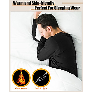 Jecery 4 Set Thermal Underwear for Men Soft Long Underwear Cotton Warm Men's Thermal Underwear Bottoms and Tops for Winter(Black Gray, Large)