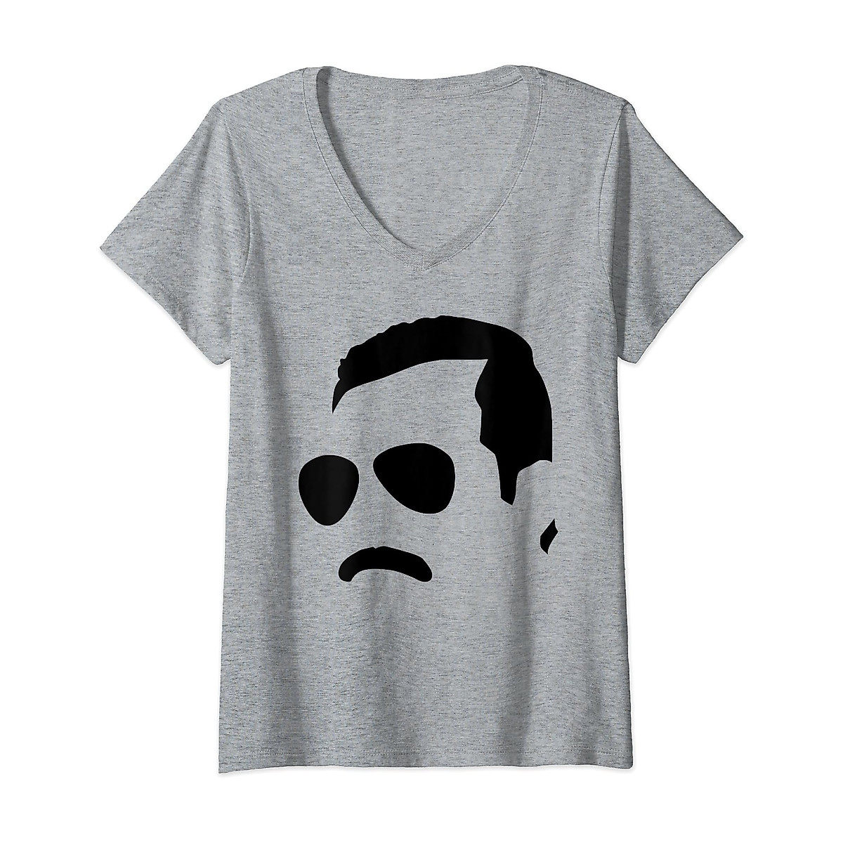 Womens Freddie Mercury Official Monochrome Block Face V-Neck T-Shirt