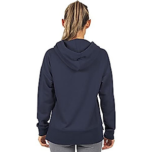 Nautica Competition Women's Active French Terry Pullover Sweatshirt Hoodie W/Pockets (Large, Navy 2)