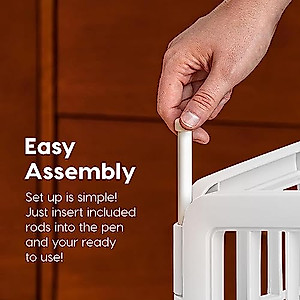 IRIS USA 24" Exercise 4-Panel Pet Playpen with Door, Dog Playpen, Puppy Playpen, for Small and Medium Dogs, Keep Pets Secure, Easy Assemble, Rust-Free, Heavy-Duty Molded Plastic, Customizable, White