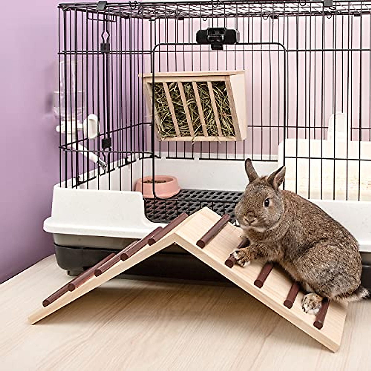 Niteangel Wooden Cage Bridge for Rabbits, Guinea Pigs and Chinchilla, Large Size