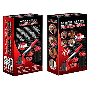 Heavy Duty Furniture Lifter with 4 Sliders for Easy Moving, Appliance Roller Suitable for Sofas, Couches and Refrigerators, Adjustable Height [Load Capacity: 660lbs Per Wheel], Red