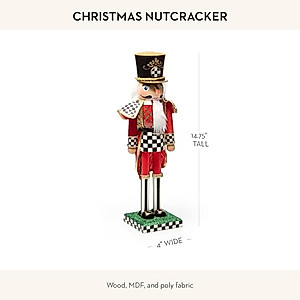 MACKENZIE-CHILDS Decorative Nutcracker Figurine, Wooden Nutcracker Christmas Home Decor, Christmas