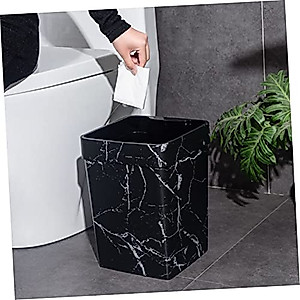 Zerodeko Rubbish Square Trash Plastic Bedroom L Household Container Liter Small Open Kitchen Bin Waste Top High Vintage Room Rectangular Home Pattern Black Paper for Basket Class