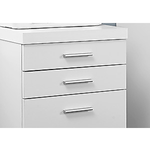 Monarch Specialties White Hollow-Core 3 Drawer File Cabinet on Castors