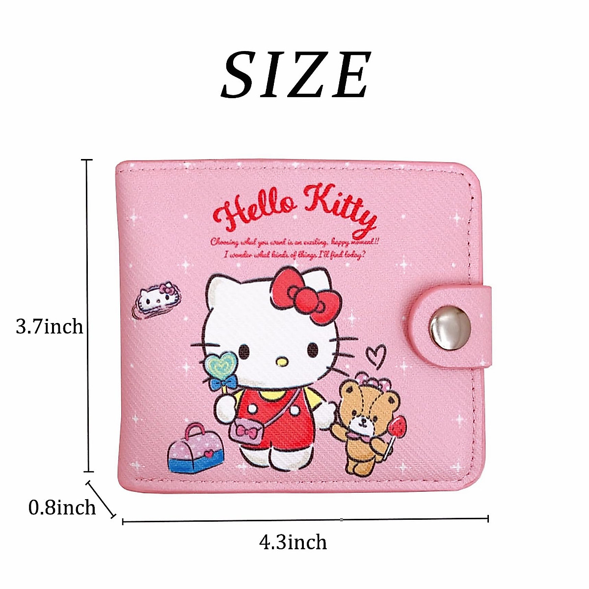 NSRAOIM Cute Small Wallet for Women and Girls, Kawaii Leather Slim Purse Bifold Card Holder Coin Pocket and ID Window, 2Pcs Set