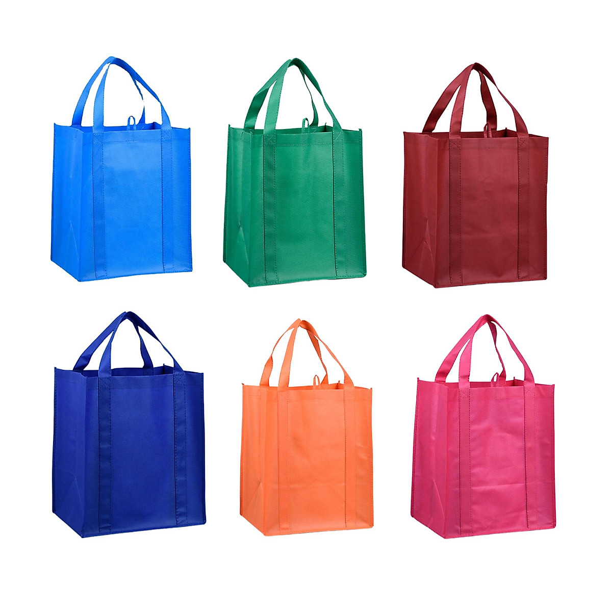 BJ BshuxiuJ Reusable Grocery Shopping Bags - Large Non-Woven Tote Bags Bulk with Handles, Durable, Washable, and Heavy-Duty for Shopping Groceries – Eco-Friendly Choice (6-Pack)