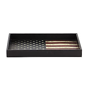 Deco 79 Wood Leather Trays, 21 by 19 by 17-Inch, Navy Blue, Set of 3