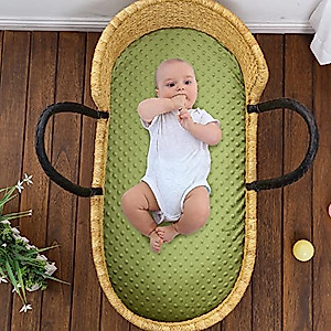 Baby Bassinet Sheet for Boy Girl Unisex Cradle Sheets for Bassinet Pad/Mattress Fitted Oval Bassinet Mattress Bassinet Pads (Sage)