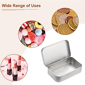 uxcell Metal Tin Box Containers, 2Pcs 3.7x2.4x0.9 Inch Silver Rectangular Metal Hinged Tin Box Mini Portable Storage Container Kit with Lid for Home Storage