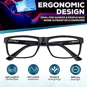 2 Pack Of Blue Light Blocking Glasses – Anti-Fatigue Computer Monitor Gaming Glasses Prevent Headaches Gamer Glasses