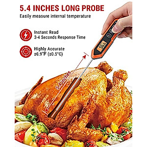 ThermoPro TP15H Waterproof Instant Read Food Thermometer for Cooking, Digital Meat Thermometer Probe with Backlight & Calibration, Cooking Thermometer for Meat Liquids Candy BBQ Oven Turkey