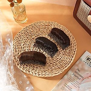 WILLBOND 3 Pieces Invisible False Hair Clips, Increased Pad Bump It Up Volume Hair Base Fluffy Princess Styling Insert Tool for Women Girls(Black)