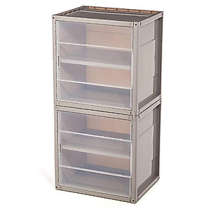 EZOWare 2 Tier Organizer Drawer, Stackable Plastic Modular Storage Box for Bathroom, Bedroom, Living Room, Kitchen, Office - 2 Pack