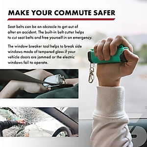 SABRE Safe Escape 3-In-1 Pepper Gel With Seat Belt Cutter & Window Breaker, Maximum Strength Pepper Spray, Snap Clip Keychain for Easy Carry & Fast Access, 0.54 fl oz, Easy to Use Fast Flip Top Safety