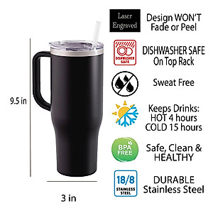 AVITO Personalized Baseball Tumbler - 40 oz Stainless Steel Tumbler With Handle - Laser Engraved - Umpire Gift, Team Gift, Baseball