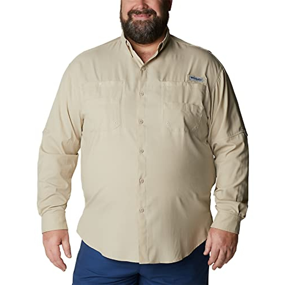 Columbia Men's Plus Tamiami II Long Sleeve Shirt, Fossil - Small