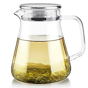 Teabloom One-Touch Tea Maker, 2-in-1 Kettle and Tea Steeper with Stainless Steel Filter Lid for Loose Tea – Heatproof Glass Teapot (27 Oz) – Tea Connoisseur's Choice