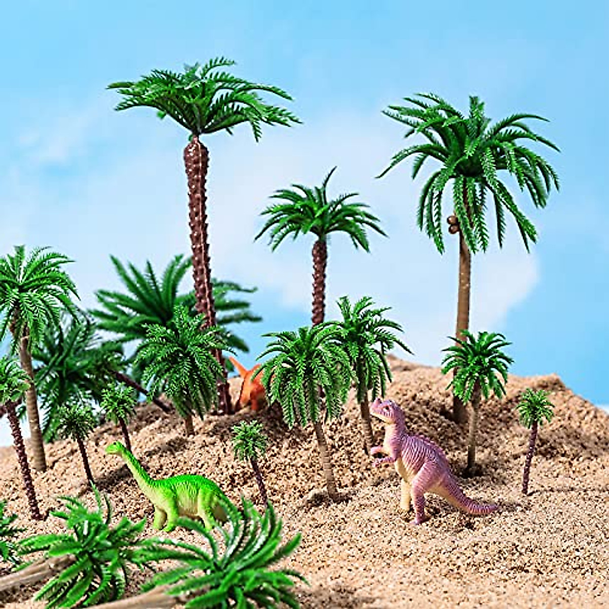 48 Pieces Plastic Model Tree Layout Rainforest Train Palm Tree Green Model Coconut Trees for Outdoor Home Garden Decoration