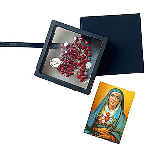 lulucross Seven Sorrows of Mary Rosary Chaplet Rose Scented 7 * 8mm Wooden Beads Catholic Jewelry Necklace for Pray (Red)
