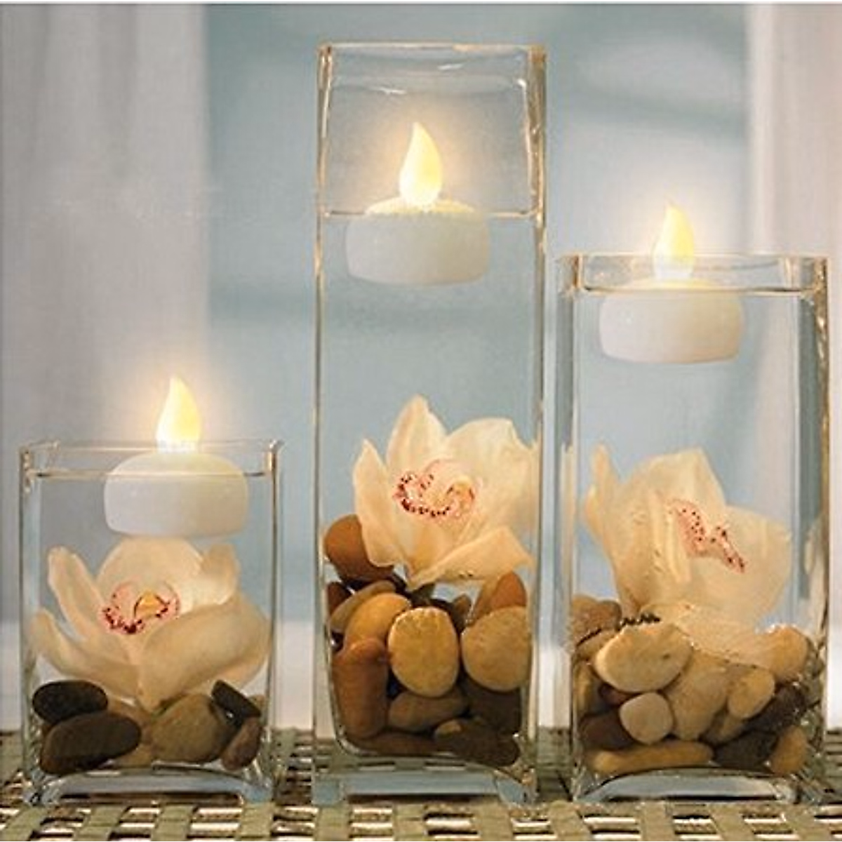 IMAGE Floating Candles, Flameless Floating LED Tea Lights 12 Pack Waterproof Tealight Candles for Wedding Party Spa Home Indoor Outdoor Decor-Warm White
