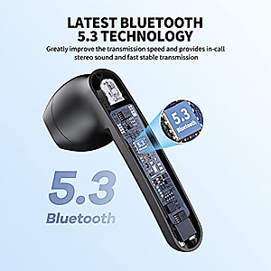 CXK Wireless Earbuds Bluetooth Earbuds with 43Hrs Battery Life Ear Buds Built-in Mic with Bluetooth 5.3 Premium Sound Light Weight IPX6 Waterproof Wireless Headphones for Sports and Working