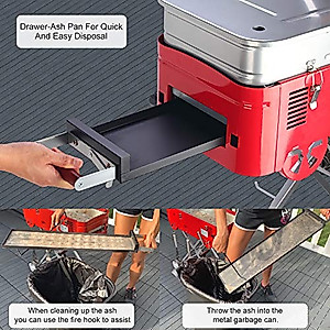 STARWIDE GO Charcoal Grill in Backyard & Garden, 30s Quick Set-up Barbeque Grill, Tabletop BBQ Grill for Outdoor Cooking, Cover and A Small Table, BBQ Fan,Tools, Fry Pan Included