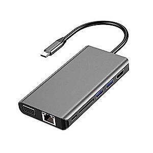 XUNMAIFHB Portable Docking Station,Type — C 8 in 1 Smart Docking Station USB c hub to hdmi multiport Converter with Network Port Fast Transmission