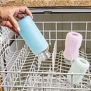 Dr. Brown's Natural Flow Options+ Glass Baby Bottle Sleeves,100% Silicone,5 oz,Wide-Neck,Mint