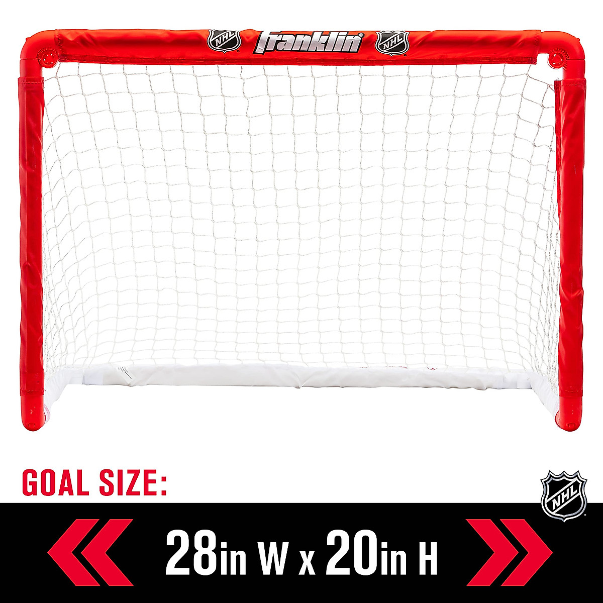 Franklin Sports NHL Kids Mini Hockey Goal Set - (2) Mini + Knee Hockey Goals, (4) Youth Sticks, (2) Goalie Sticks + (4) Foam Balls - Knee + Mini Hockey Set