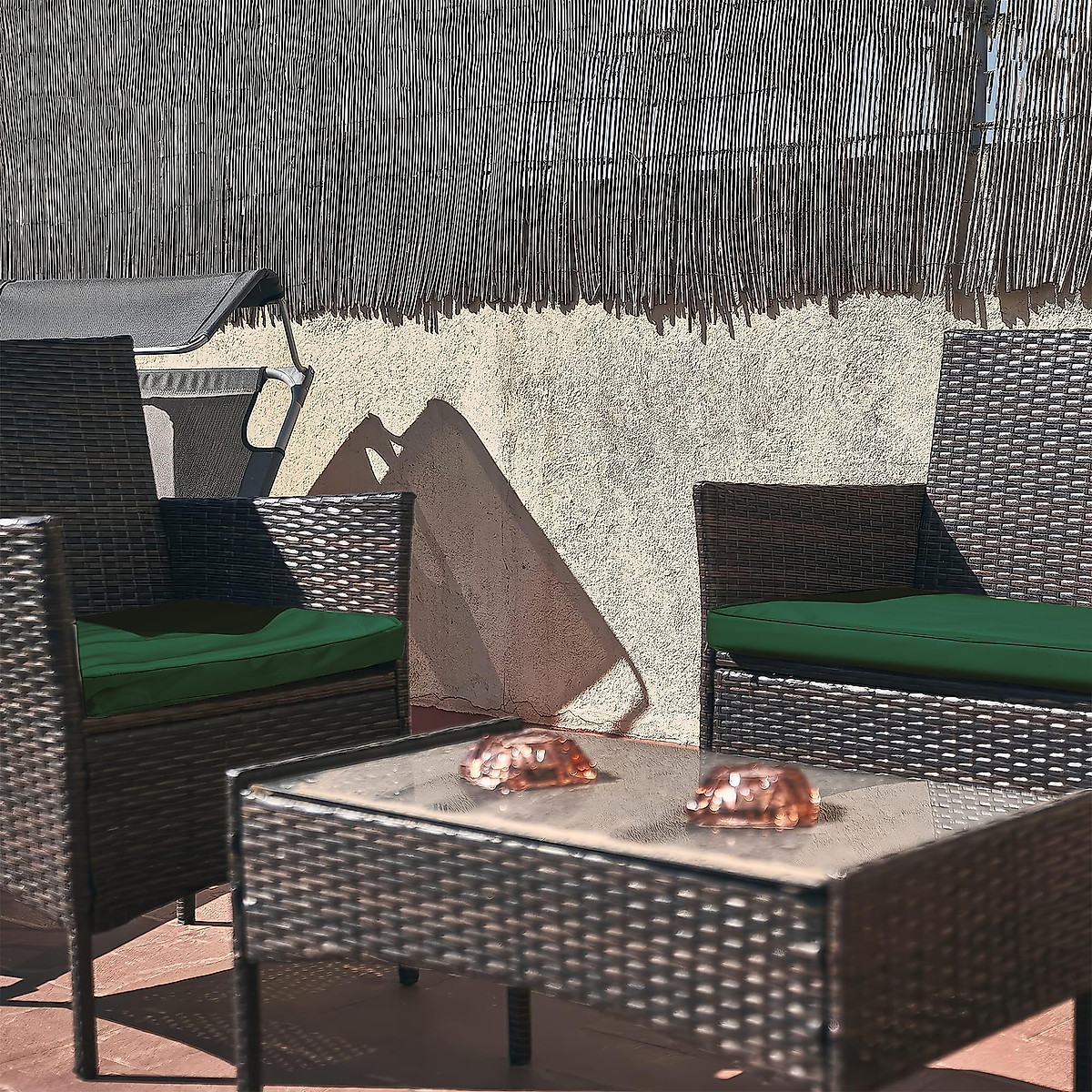 Snubbull 3 Pack Outdoor Patio Seat Cushions Replacement Covers Fit for 4 Pieces 4-Seater Wicker Rattan Patio Conversation Set Loveseat Chair Couch Furniture,36x18x2,18x18x2,Burgundy-Cover Only