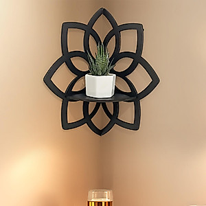 ＫＬＫＣＭＳ Flower Shape Corner Shelf,Wall Corner Shelf, Home Decoration Rack, Flower Shape Storage Rack, Wood Floating Shelves