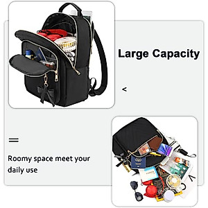 MATEIN Mini Backpack for Women, Waterproof Stylish Daypack Purse Shoulder Bag with USB Charging Port, Lightweight Small Casual Daily Travel Backpack for Ladies Teen Girls, 2pcs Sets, Black
