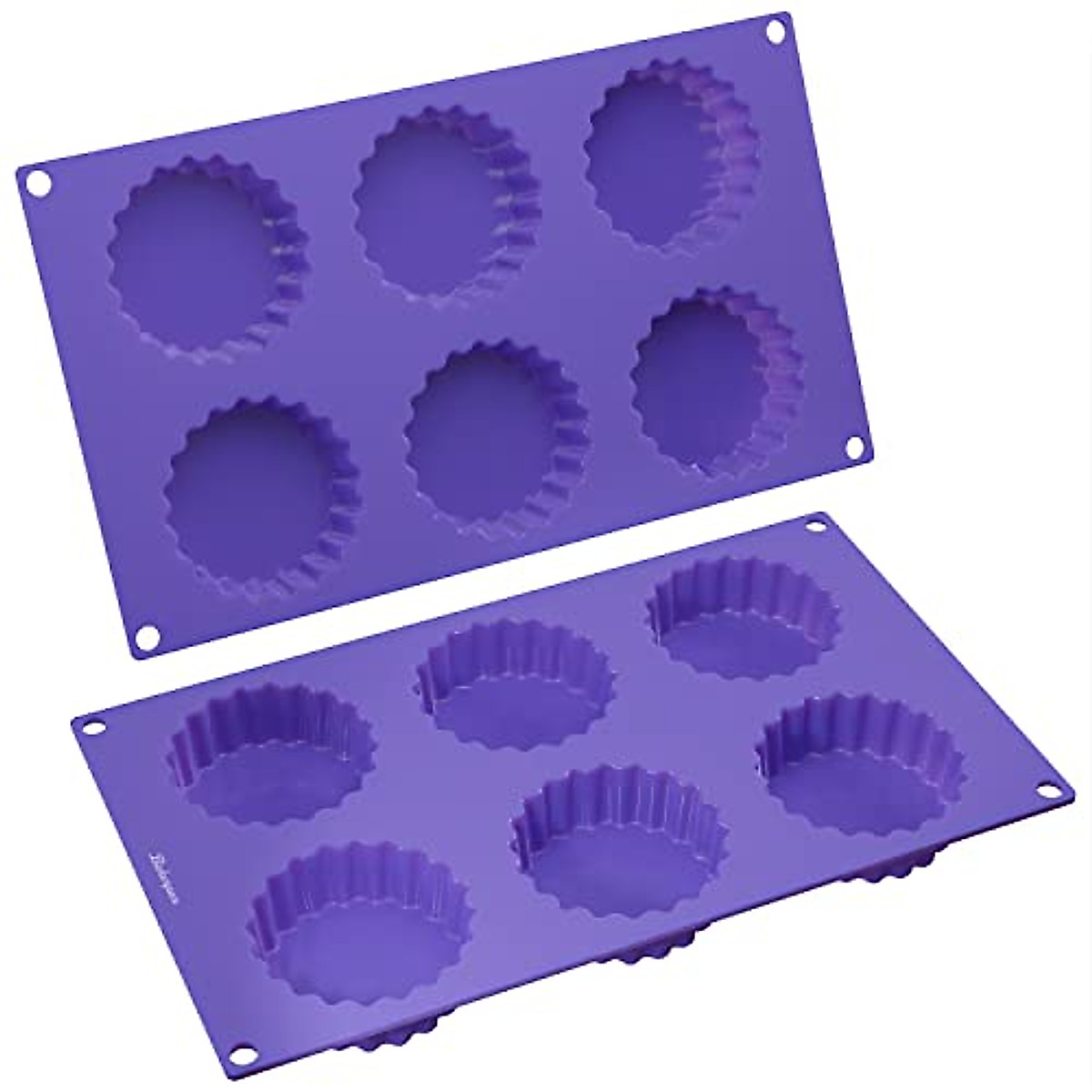 Bakerpan Silicone 2 3/4 Inch Round Tart Mold, Mini Cakes, Desserts, 6 Cavities Pan - Set of 2
