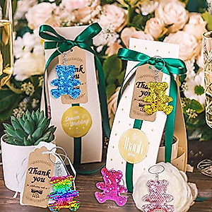 CiciBear 60 Pack Stuffed Bear Sequin Keychains Set with 20 Bear Keychains, 20 Thank You Tags and 20 Gift Bags for Bear Party Favors, Kids and Adults Birthday Gift,Baby Shower,School Carnival Rewards