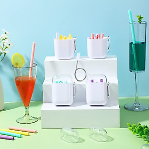 Mumufy 10 Set Silicone Travel Straws with Case Reusable Straws Foldable Drinking Straw Collapsible Portable Straw Set for Party Cold or Hot Straw with 10 Carry Cases 10 Cleaning Brushes 8.66 Inch Long