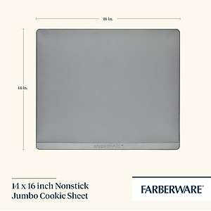 Farberware Insulated Bakeware Nonstick Cookie Baking Sheet, 14" x 16", Light Gray