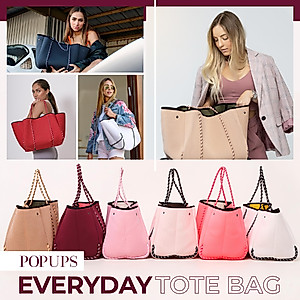 POPUPS Neoprene Large Tote Bags, Berry - Lightweight and Water-Resistant Neoprene Bag
