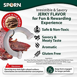 Sporn Durable Marrow Ring Dog Chew Bones for Aggressive Chewers, Jerky Flavor Dog Chew Toys for Large Chew Dogs, Gluten-Free & Non-Toxic, Medium/Large