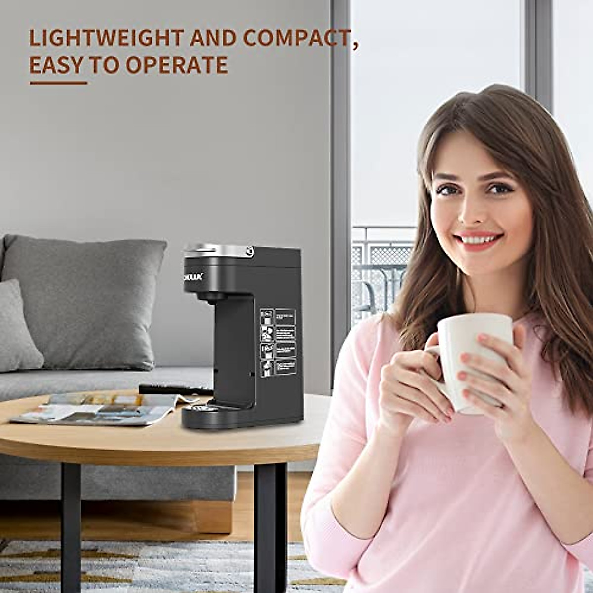 CHULUX Single Serve Coffee Maker, Mini Coffee Maker Compact Coffee Machine, Single Cup Coffee Maker for Kitchen Office Travel Coffee Brewer