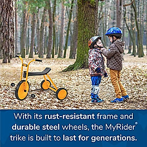 Children’s Factory MyRider Maxi 16" Toddler Tricycle, Adjustable Kids Tricycle with Rubber Wheels, Yellow/Black