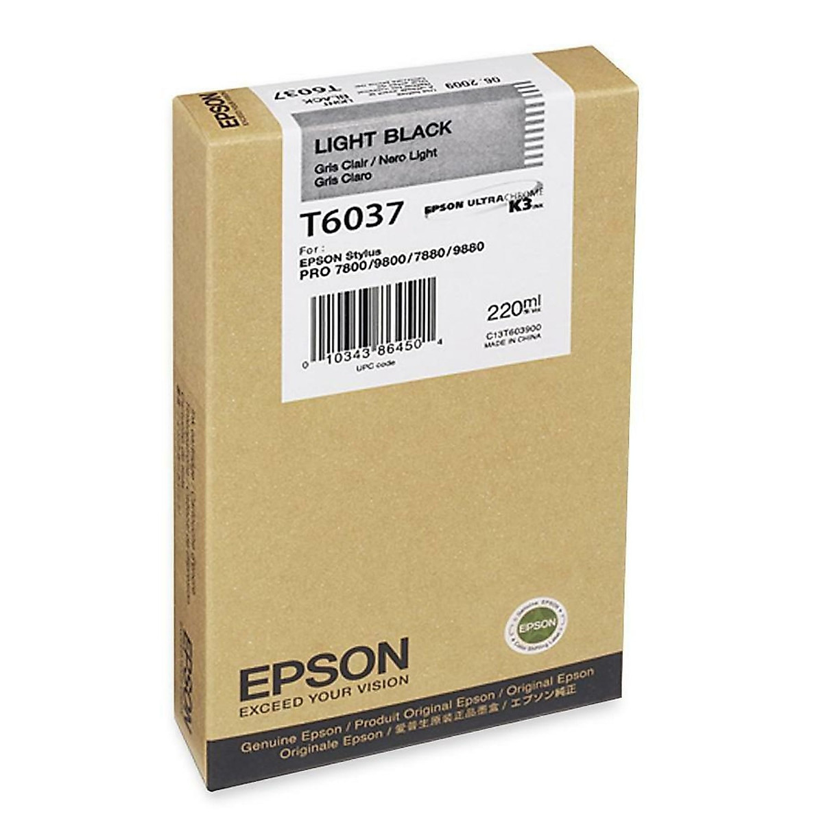 Epson UltraChrome K3 Ink Cartridge - 220ml Light Black (T603700)